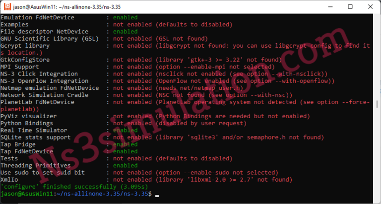 Execution of Ns3 in WSL | Install Ns3 on WSL