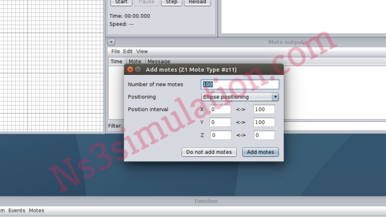 Outlook of Mote in Cooja Simulator