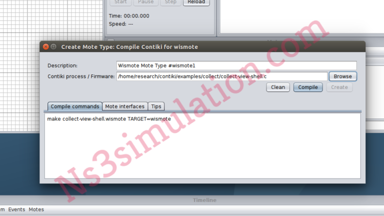 Outlook of Mote in Cooja Simulator
