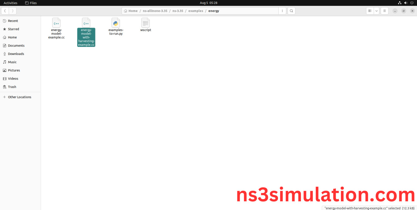 Copy the energy-model-with-harvesting-example.cc file to scratch folder ...