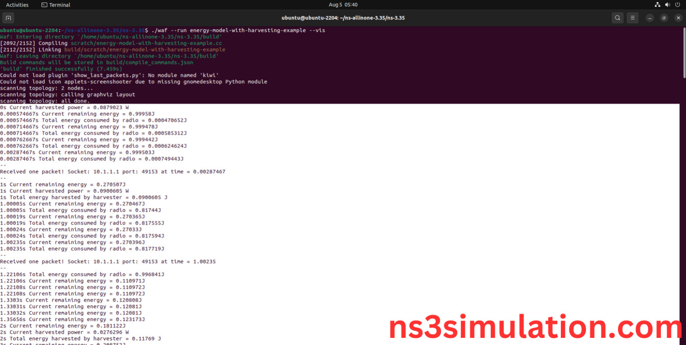 Executing the Example Device-energy-model Program - Ns3 Projects