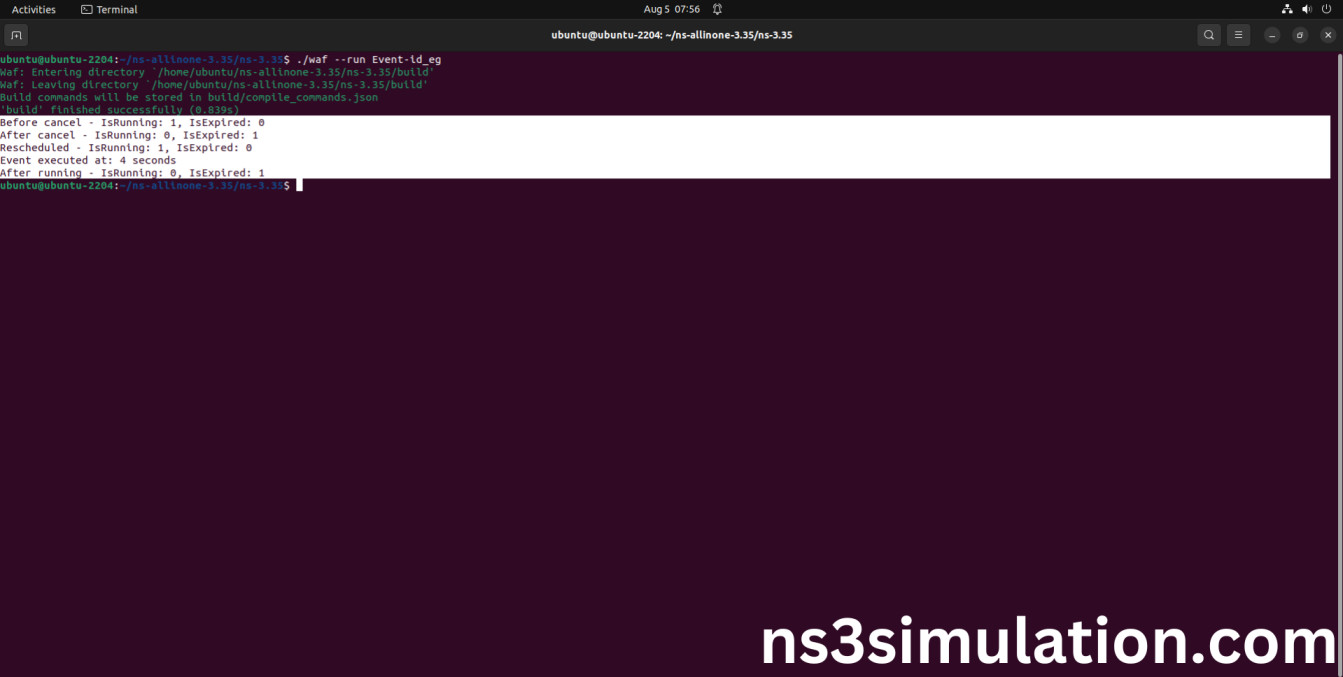 Executing the Example Event-id Program - Ns3 Projects