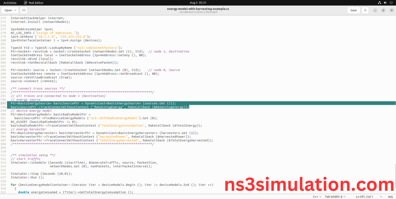 How to run Basic energy source.h package in NS3