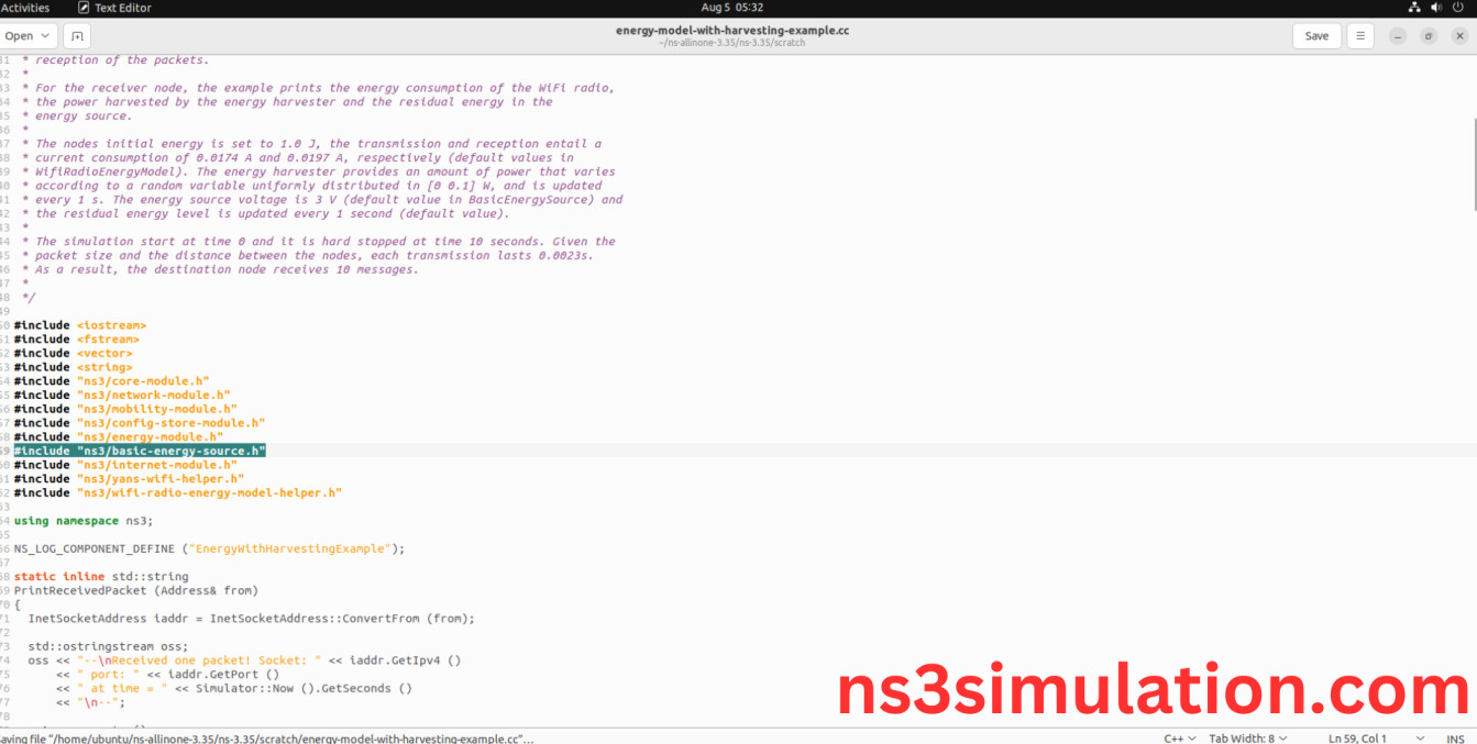 Importing Basic-energy-source.h - Ns3 Projects