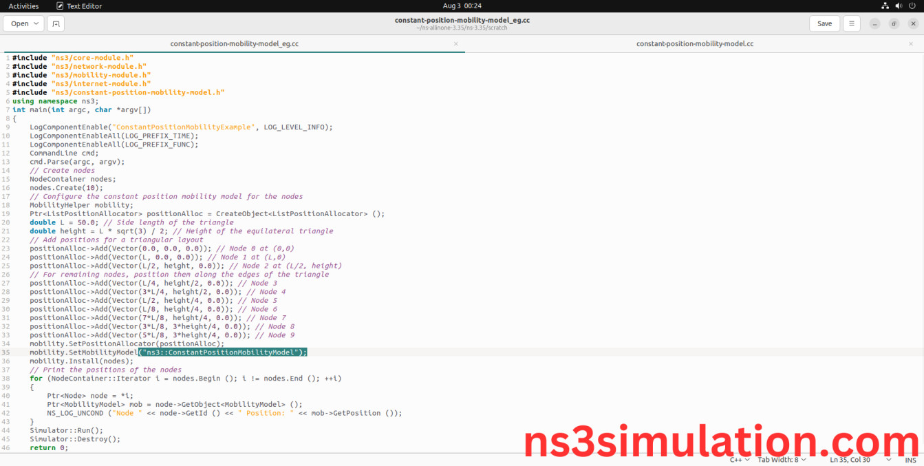 Importing Constant-position-mobility-model.h - Ns3 Projects