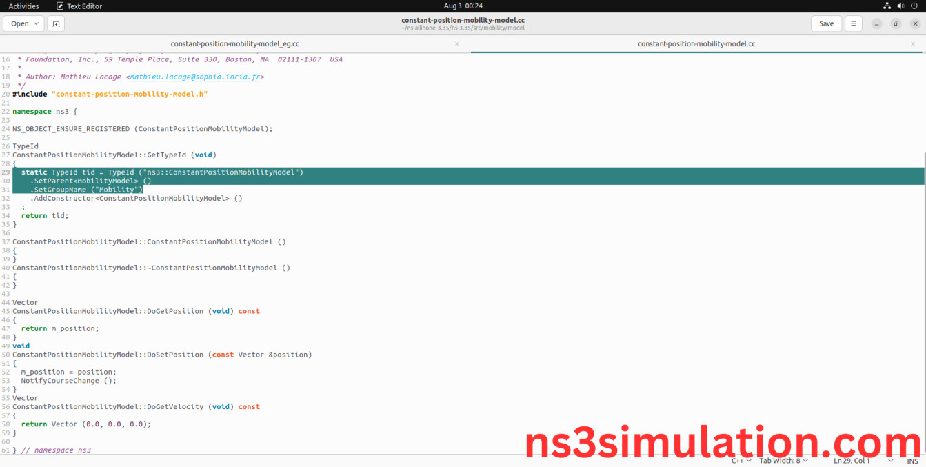 Importing Constant-position-mobility-model.h - Ns3 Projects