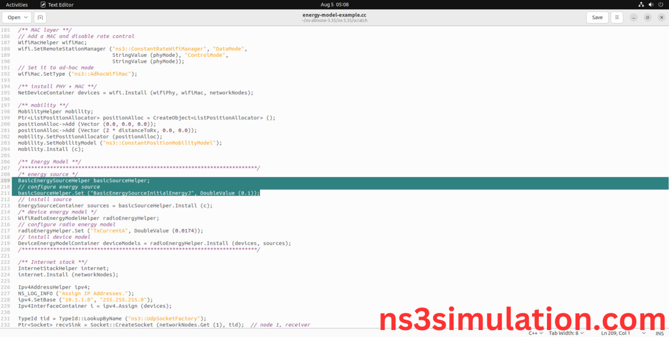 How to run Energy module.h packages in NS3