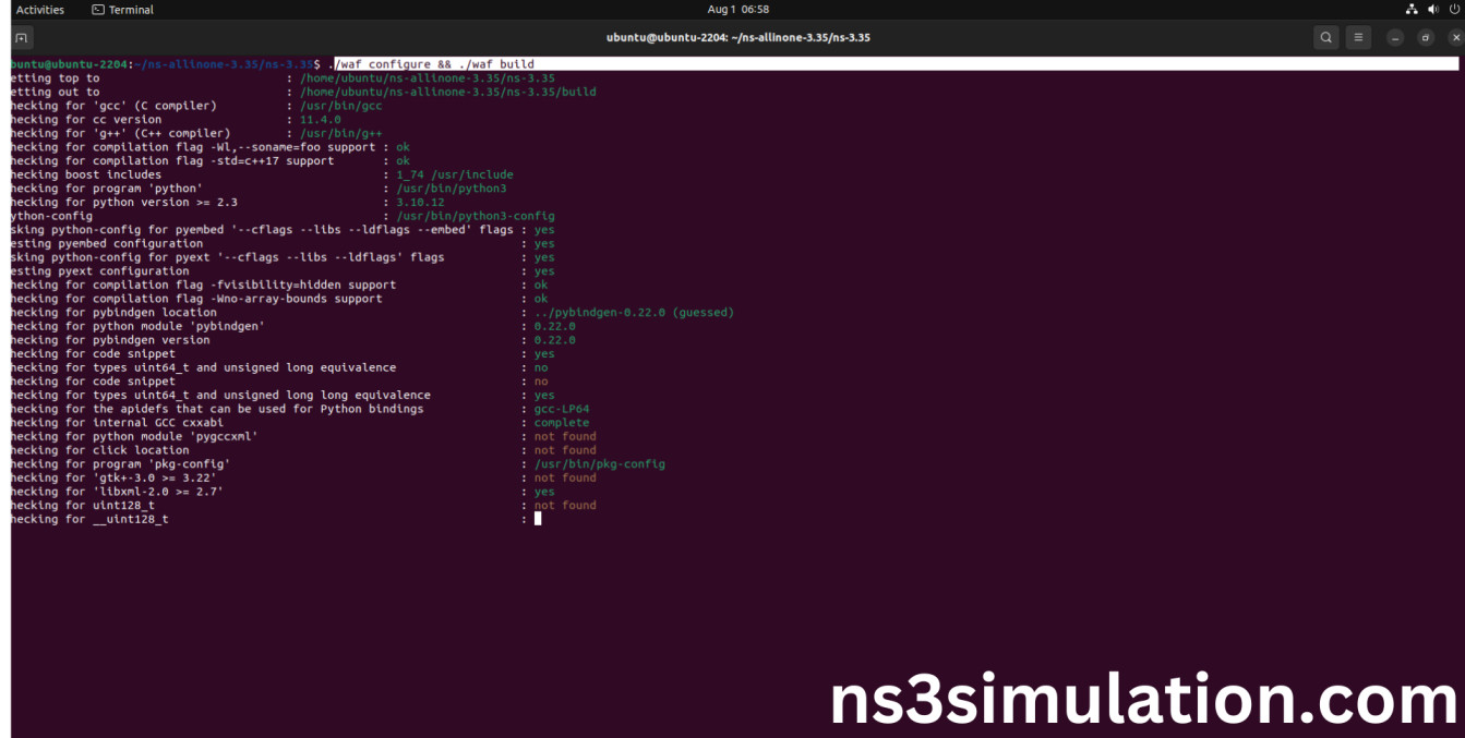 NS-3.35 Configuration && Building Process - Ns3 Projects