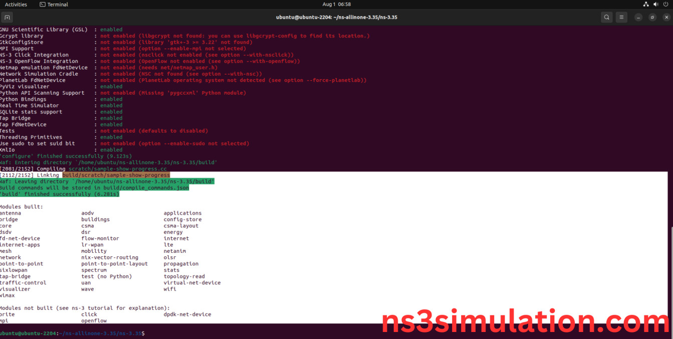 NS-3.35 Configuration && Building Process - Ns3 Projects