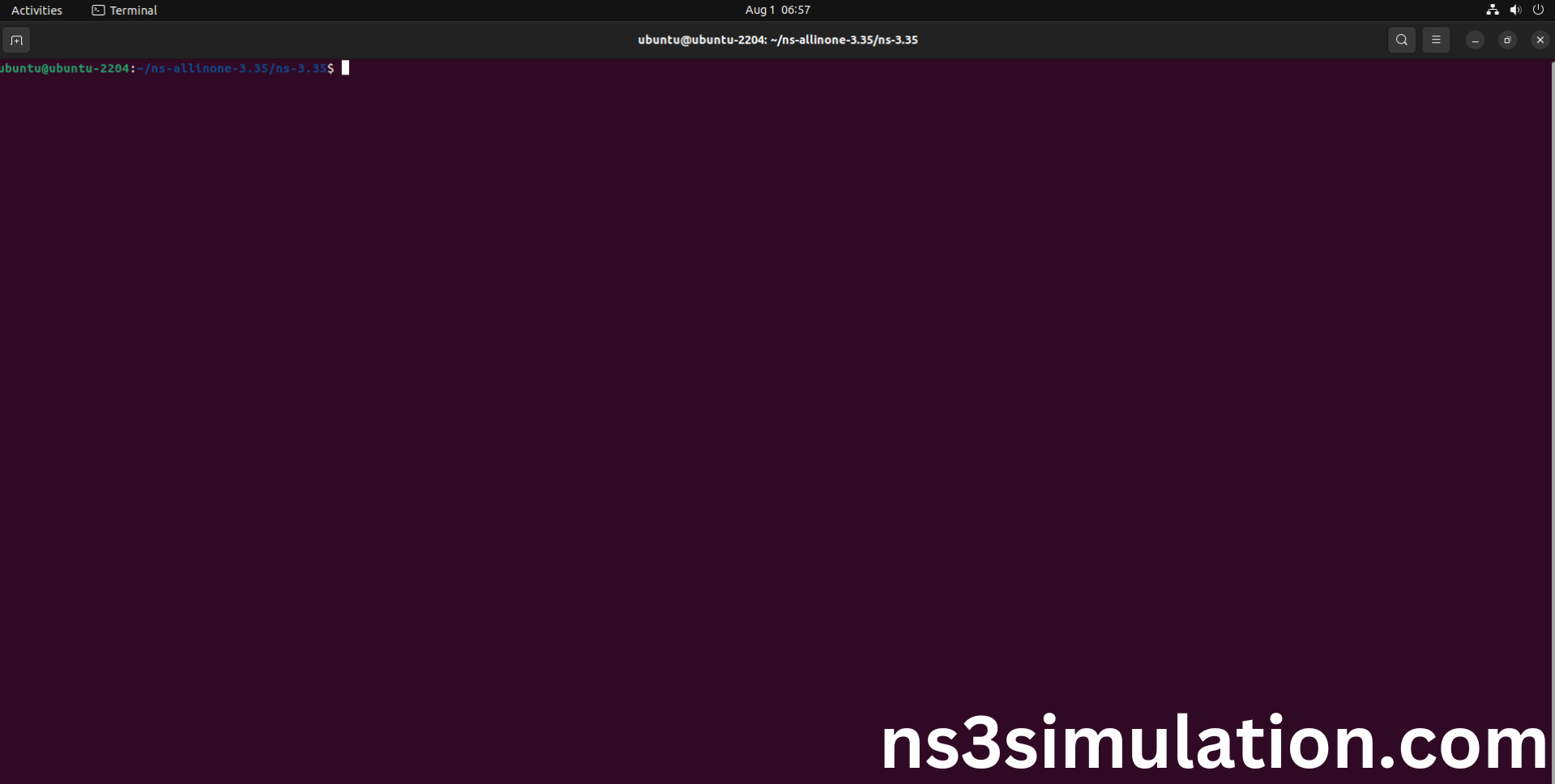 Open the Terminal - Ns3 Projects