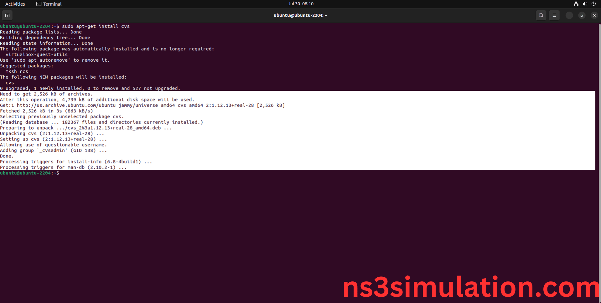 CVS Installation Command - Ns3 Projects