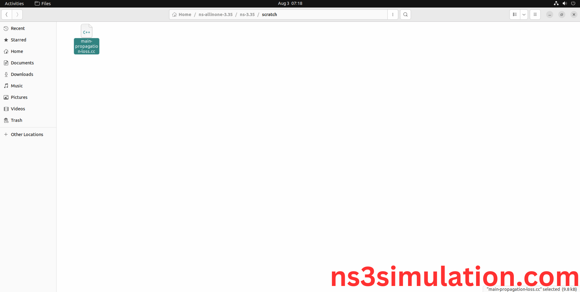 Copy the main-propagation-loss.cc file to scratch folder - Ns3 Projects