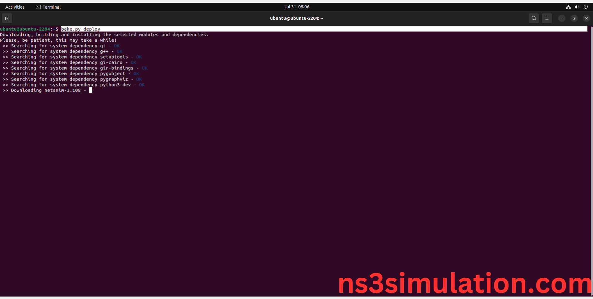 Deployment of ns 3.35 using Bake - Ns3 Projects