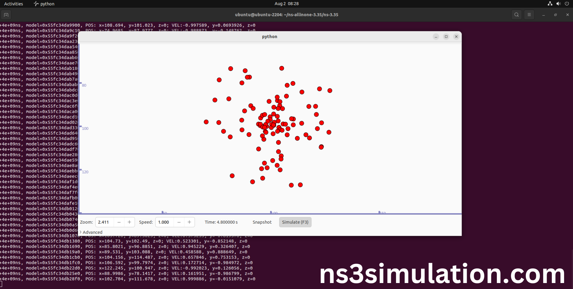 Executing the Example Mobility-helper Program - Ns3 Projects