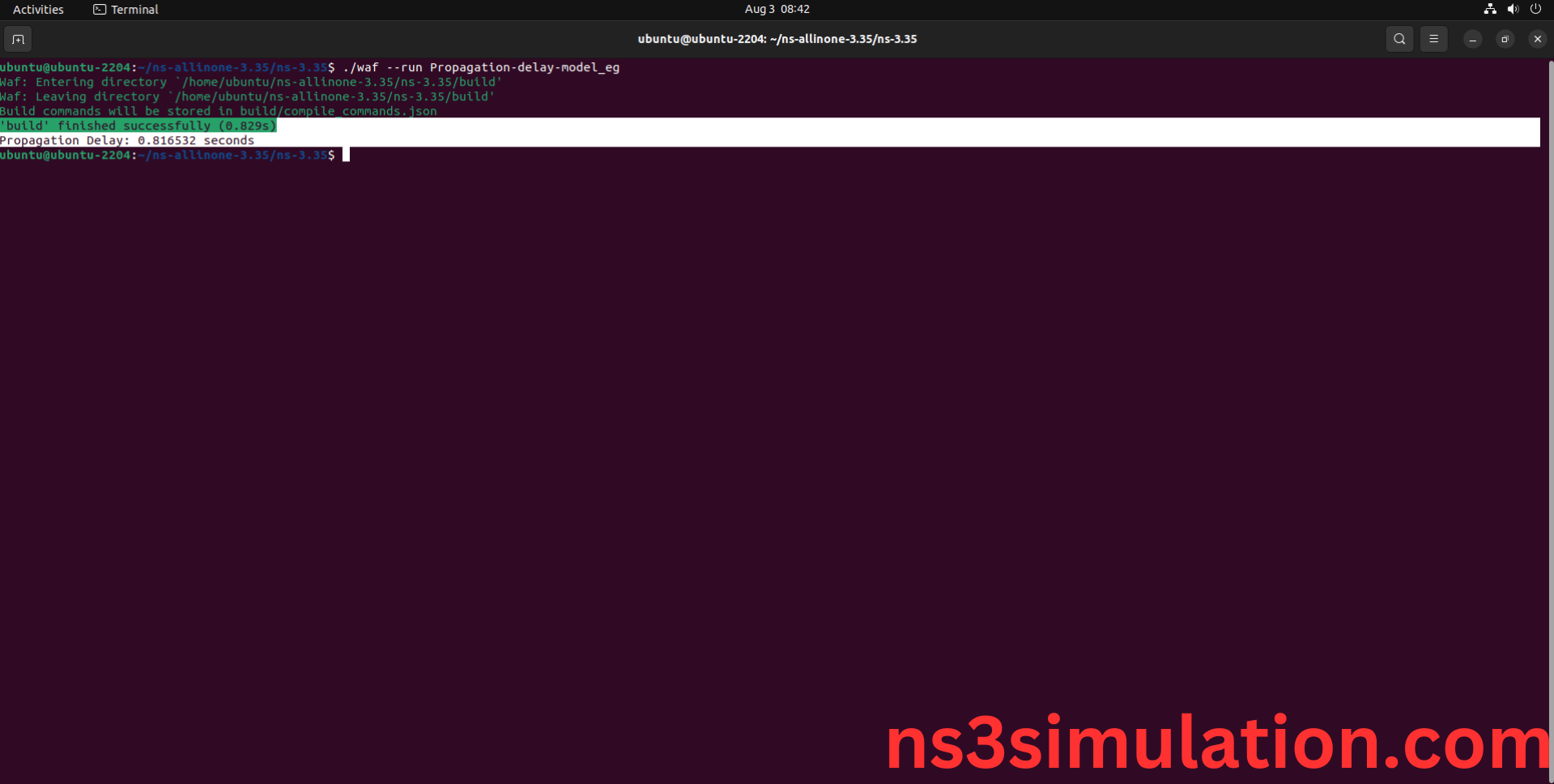 Executing the Example Propagation-delay-model Program - Ns3 Projects