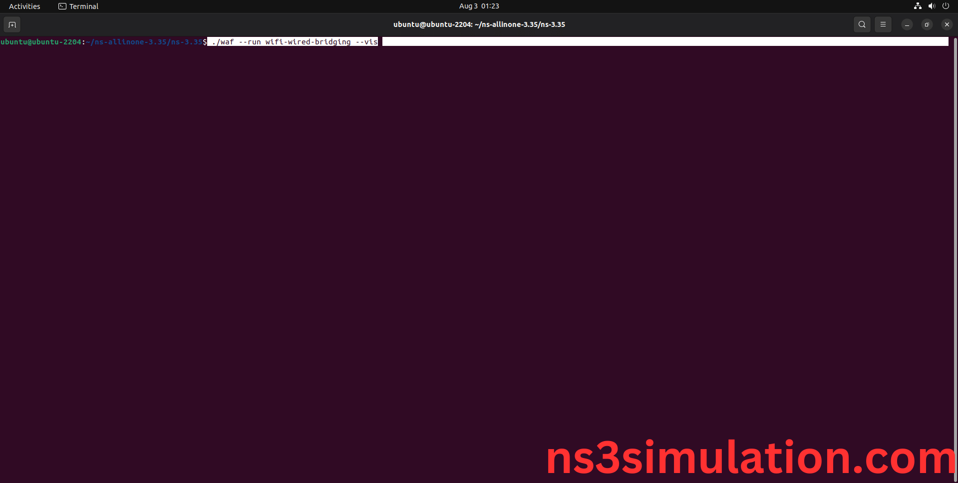 Executing the Example Wifi-module Program - Ns3 Projects