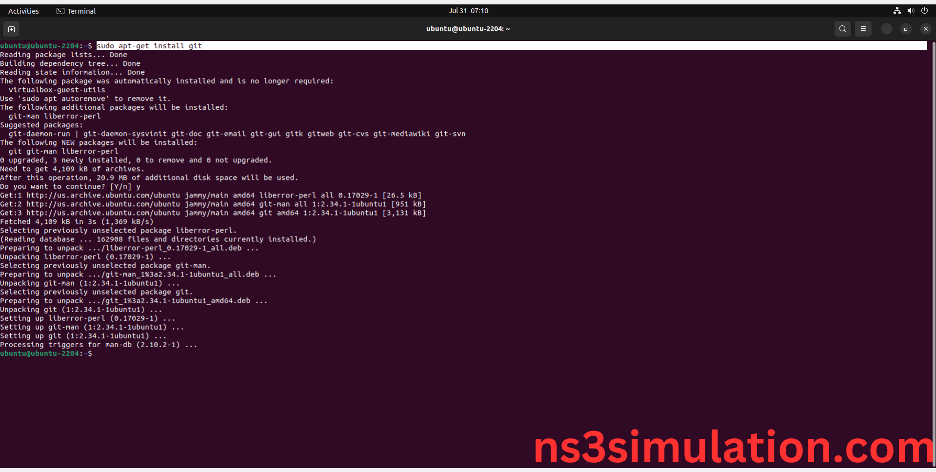 Git Installation - Ns3 Projects