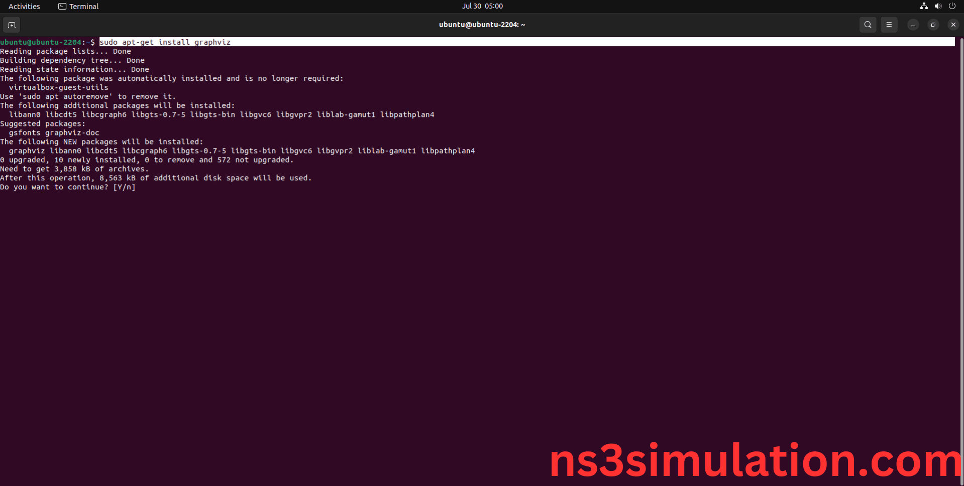 How to run GRAPHVIZ packages in NS3