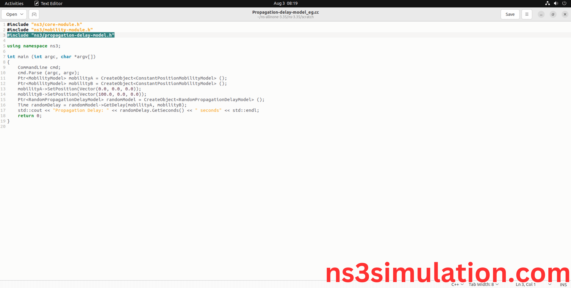 Importing Propagation-delay-model.h - Ns3 Projects
