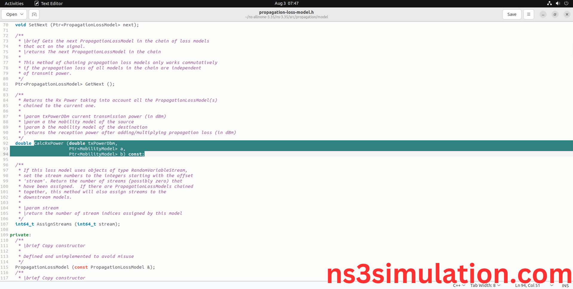 How to run Propagation-loss-model.h_ packages in NS3
