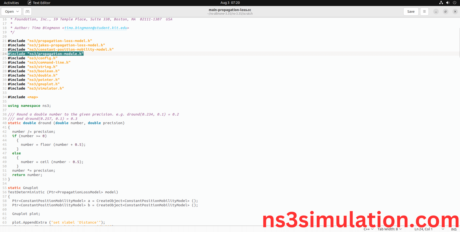 Importing Propagation-module.h - Ns3 Projects