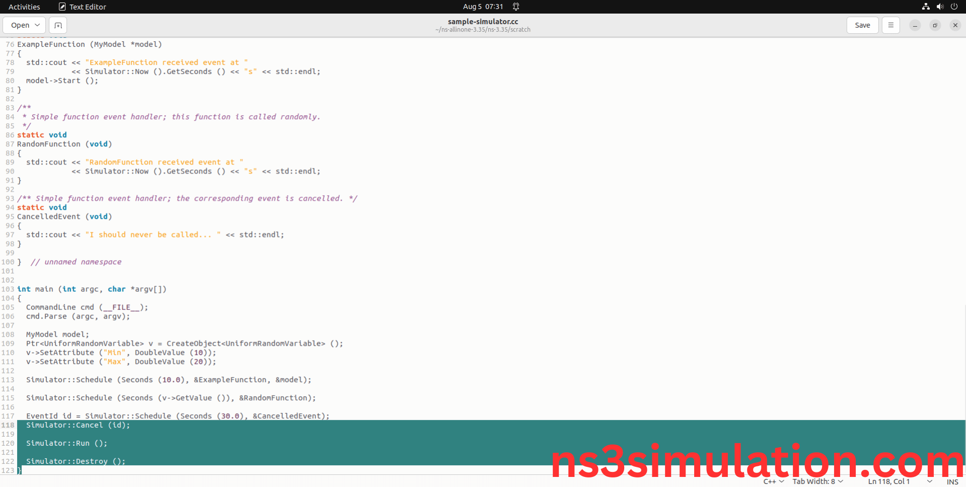 How to run Simulator.h_ packages in NS3