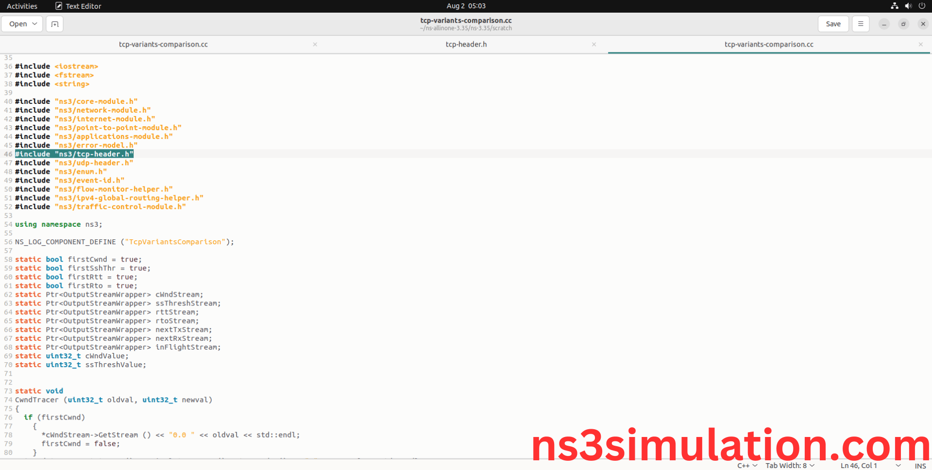 Importing Tcp Headerh Ns3 Projects