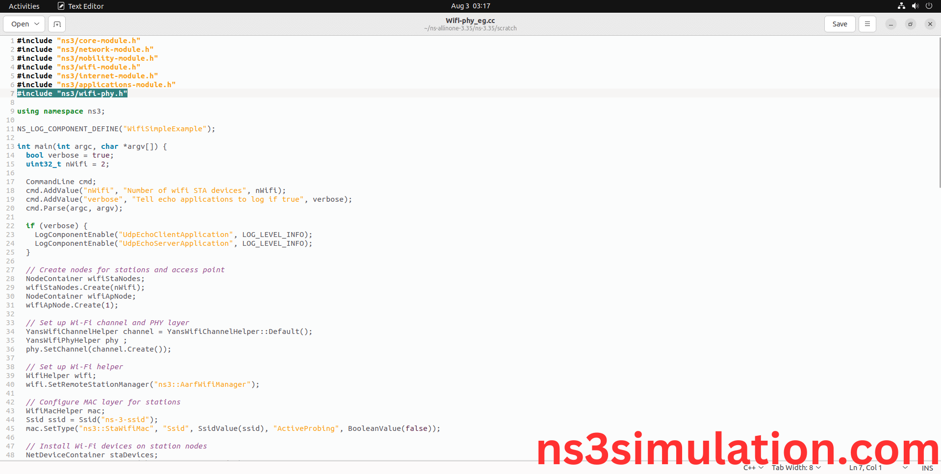 Importing Wifi-phy.h - Ns3 Projects