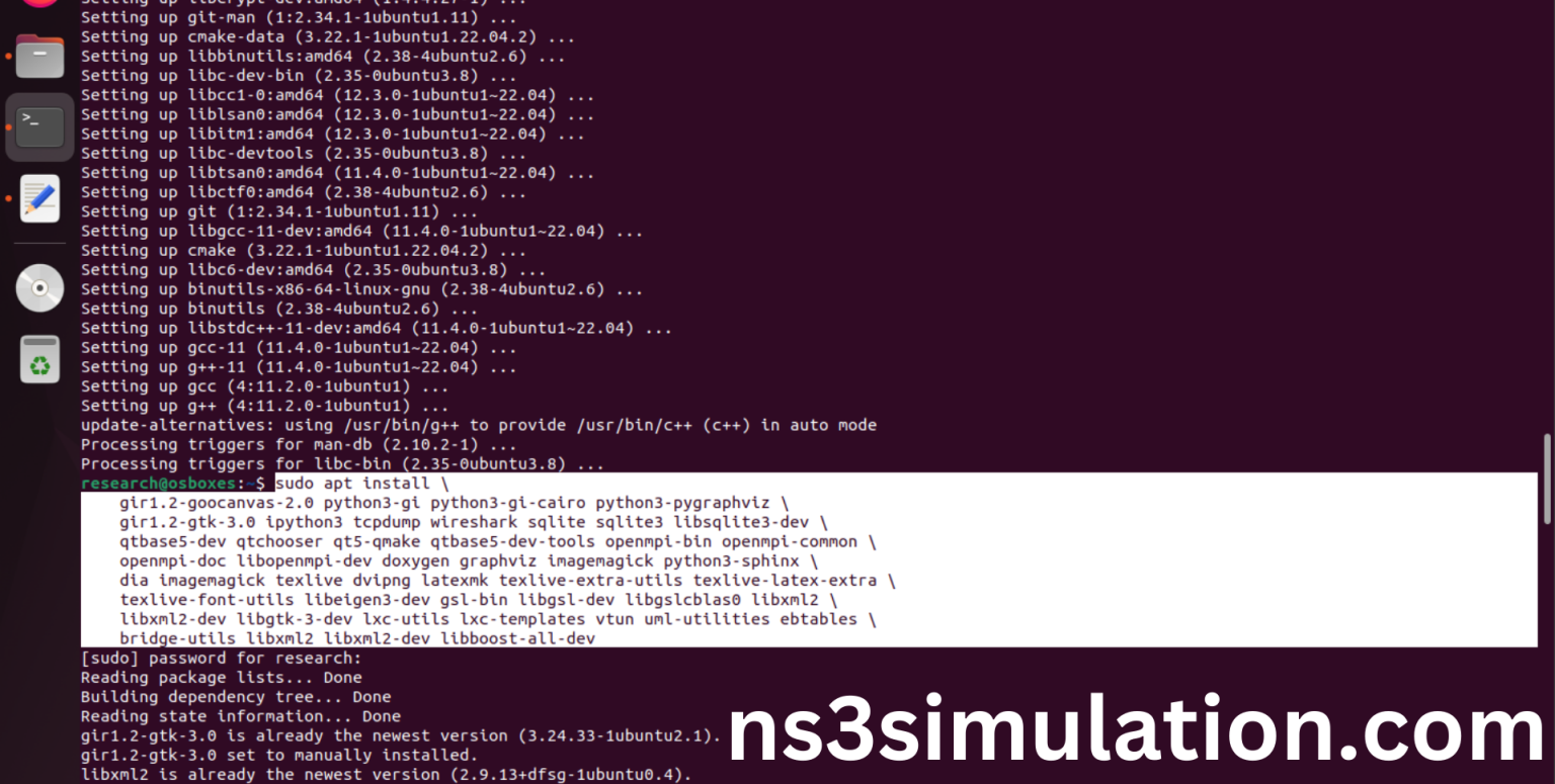 How to install NS 3.42 Ubuntu 22.04