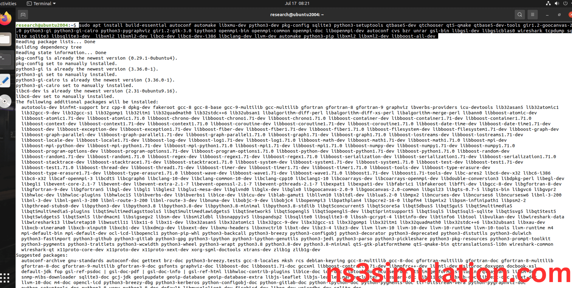 How to install NS 3.32 in UBUNTU