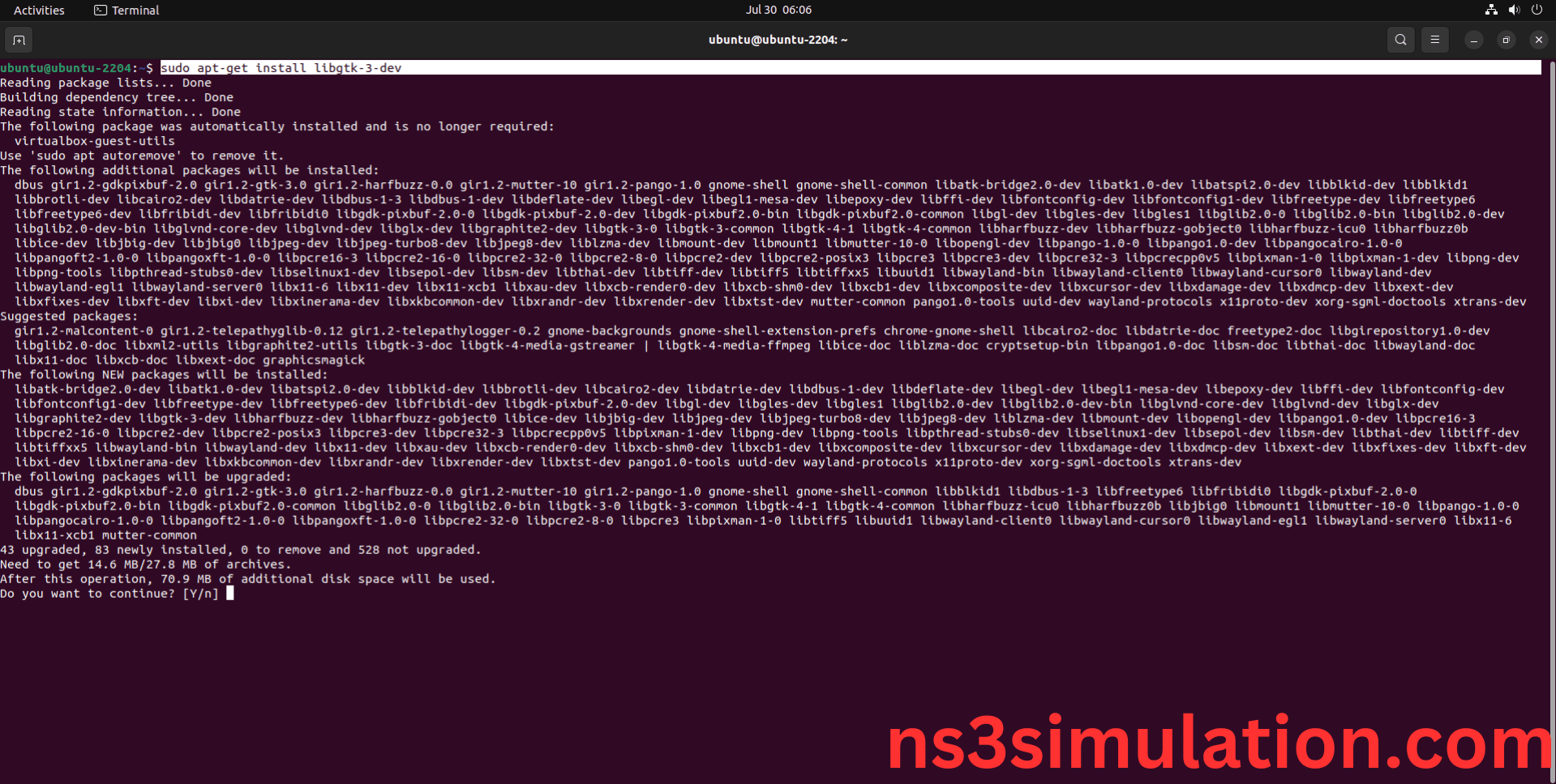 Libgtk 3 Dev Installation Command Ns3 Projects