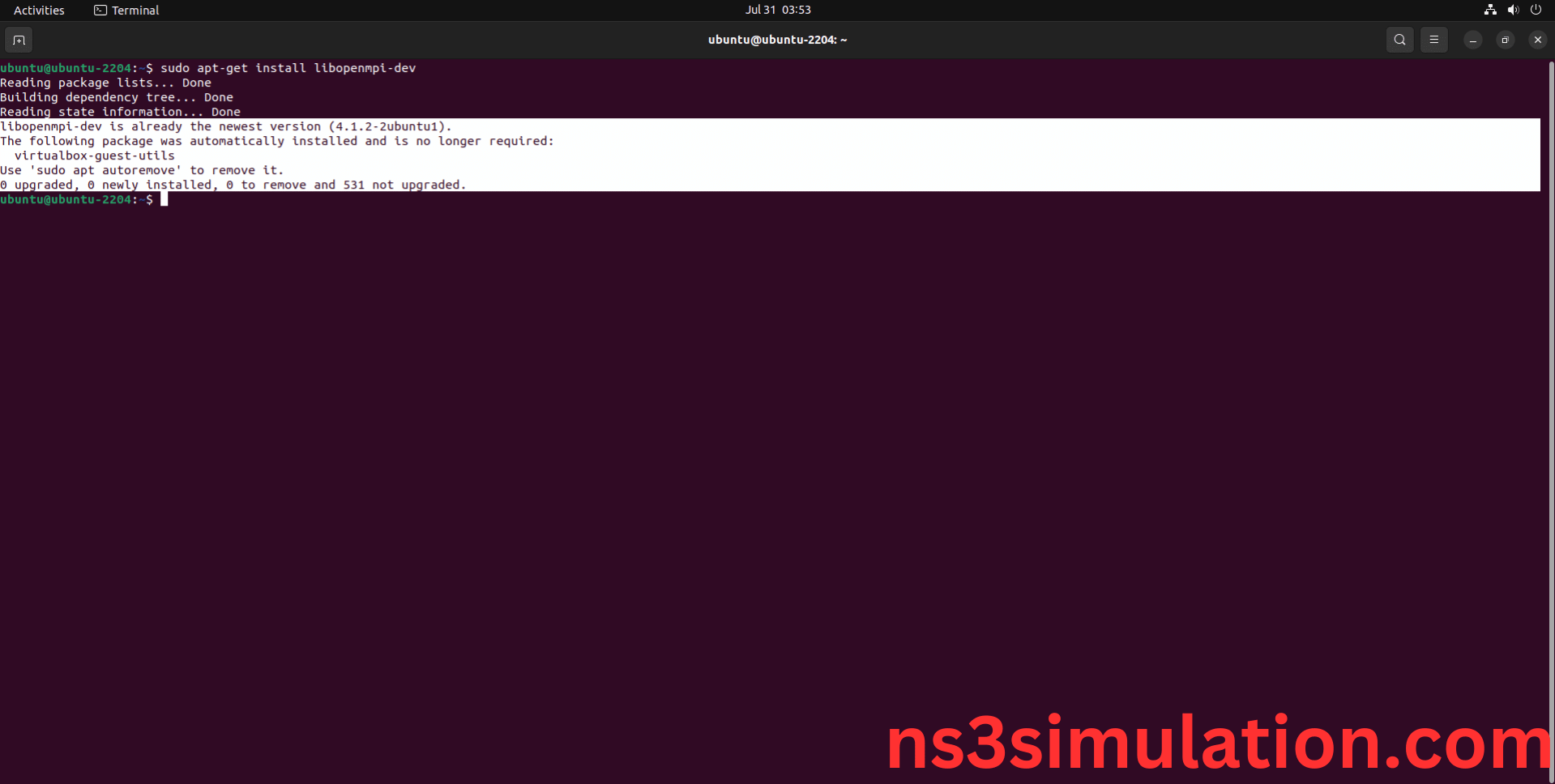 Libopenmpi-dev Installation Command - Ns3 Projects