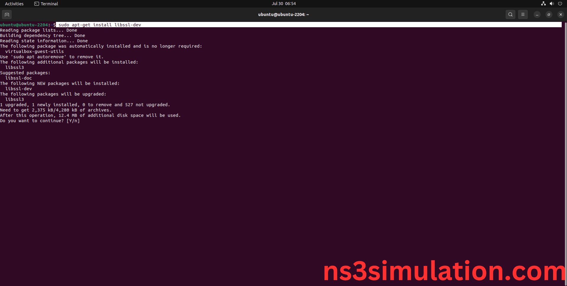 Libssl Dev Installation Command Ns3 Projects