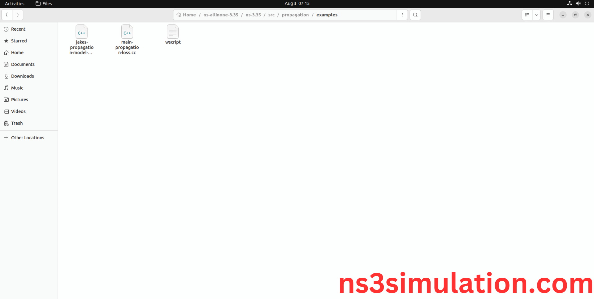 Locate to the ns3-src-propagation-examples folder - Ns3 Projects