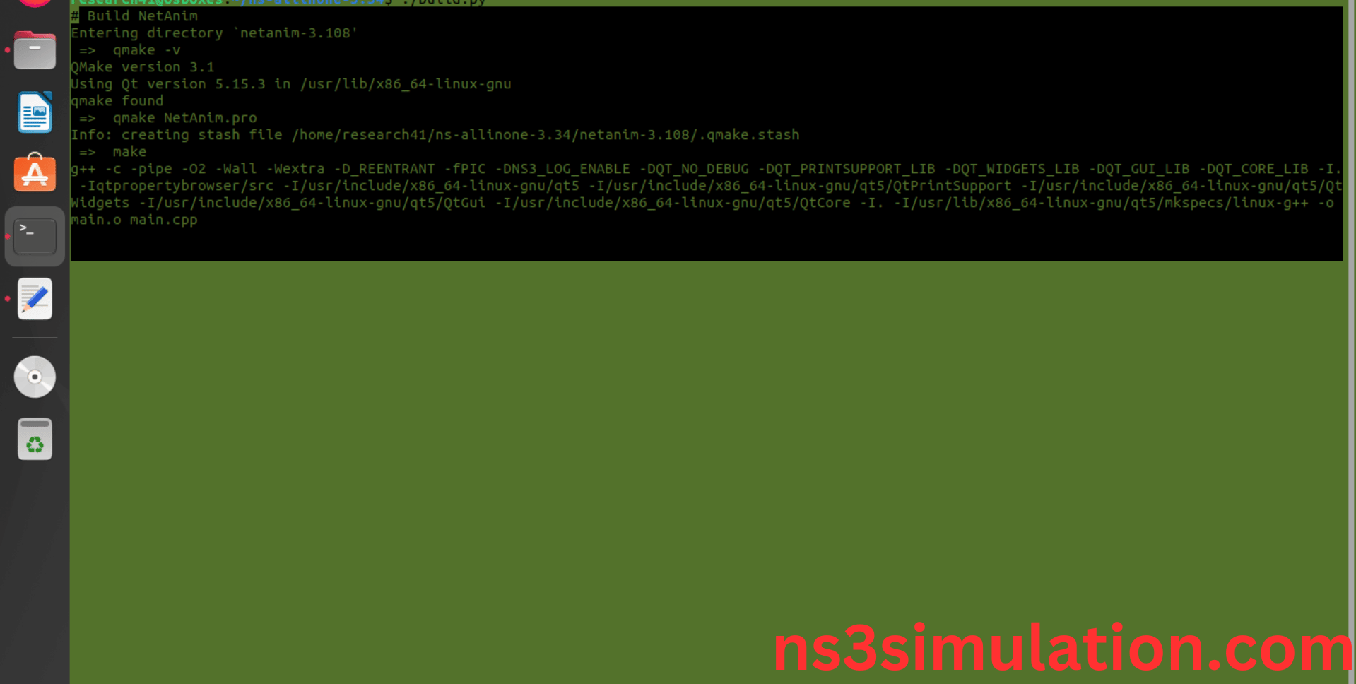 Netanim Building process - Ns3 Projects