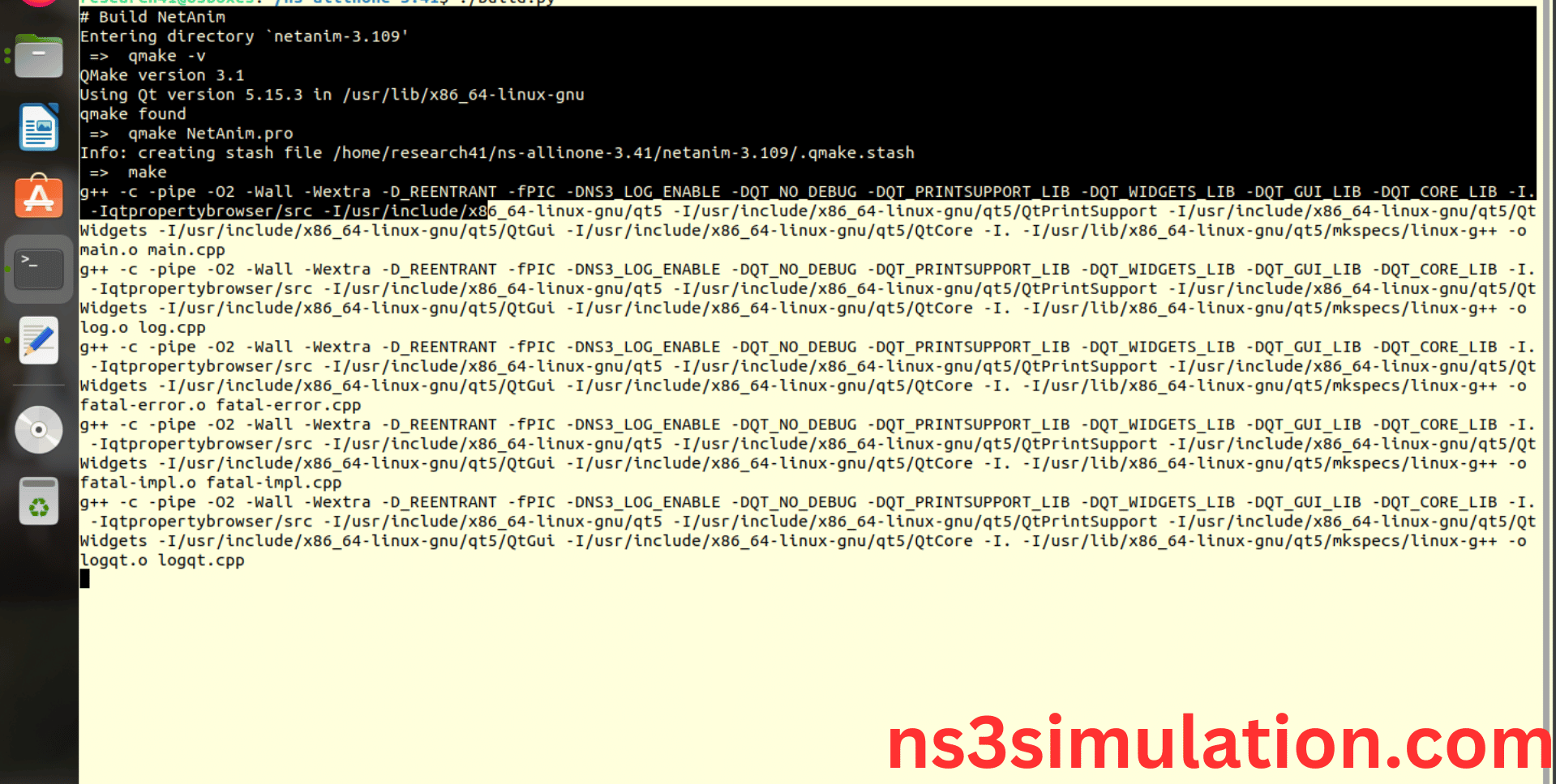 Netanim Building process - Ns3 Projects