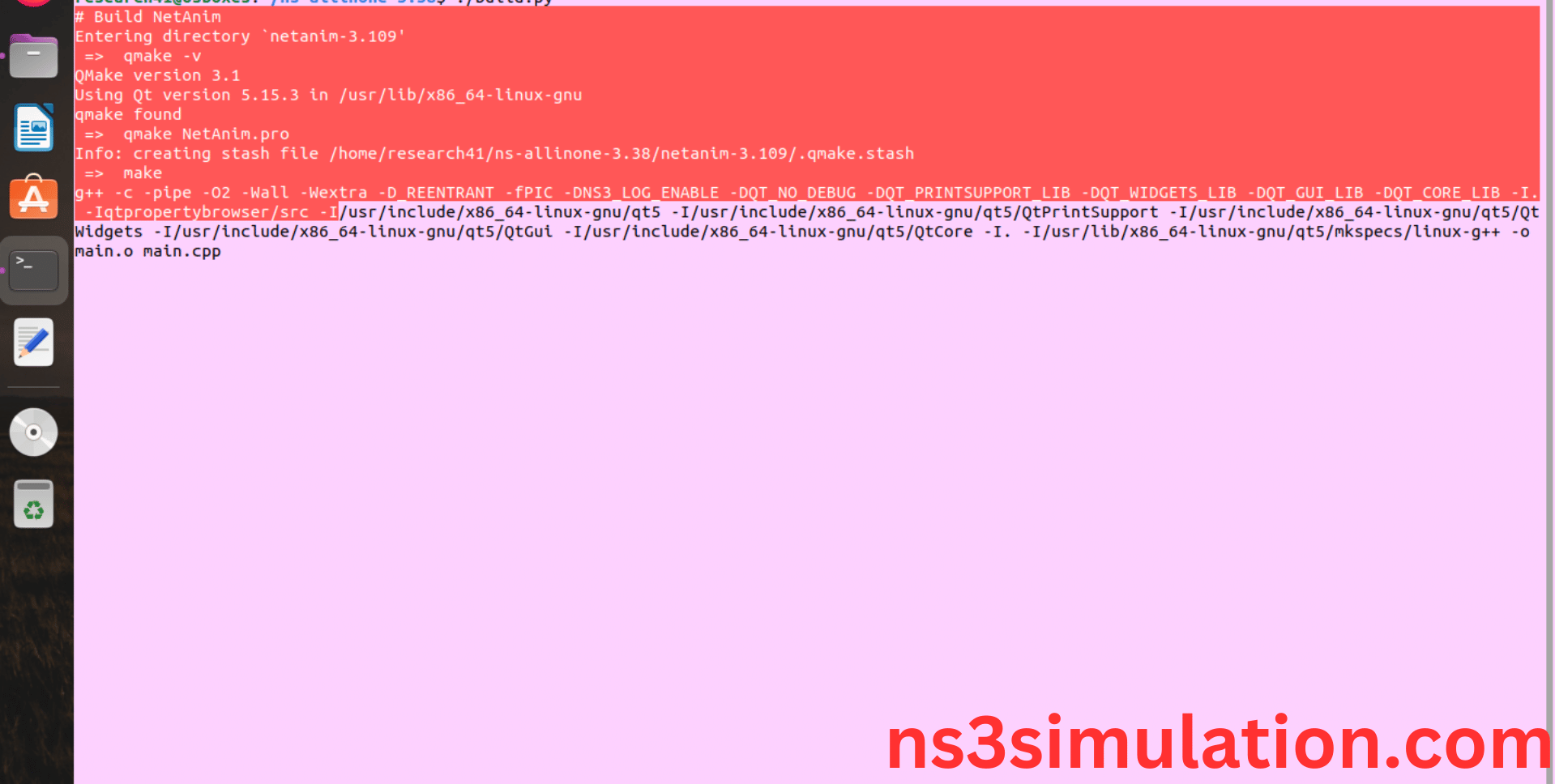 Netanim Building process - Ns3 Projects