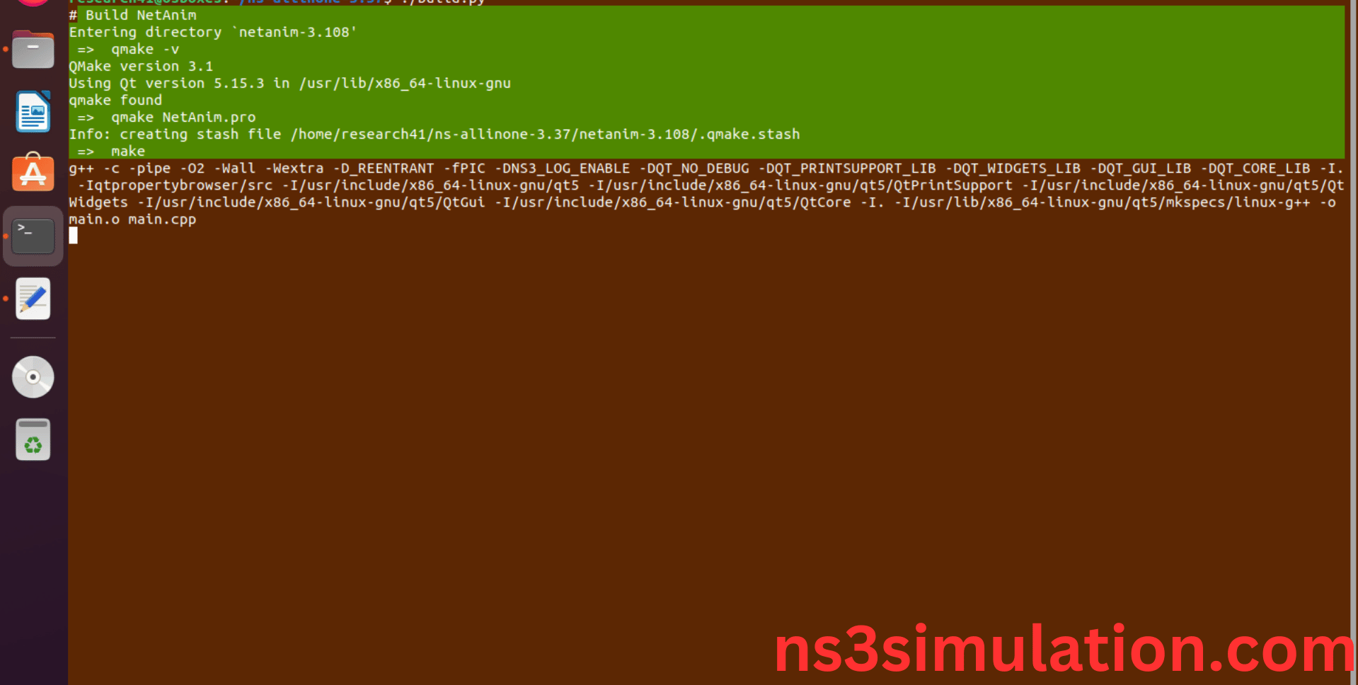 Netanim Building process - Ns3 Projects
