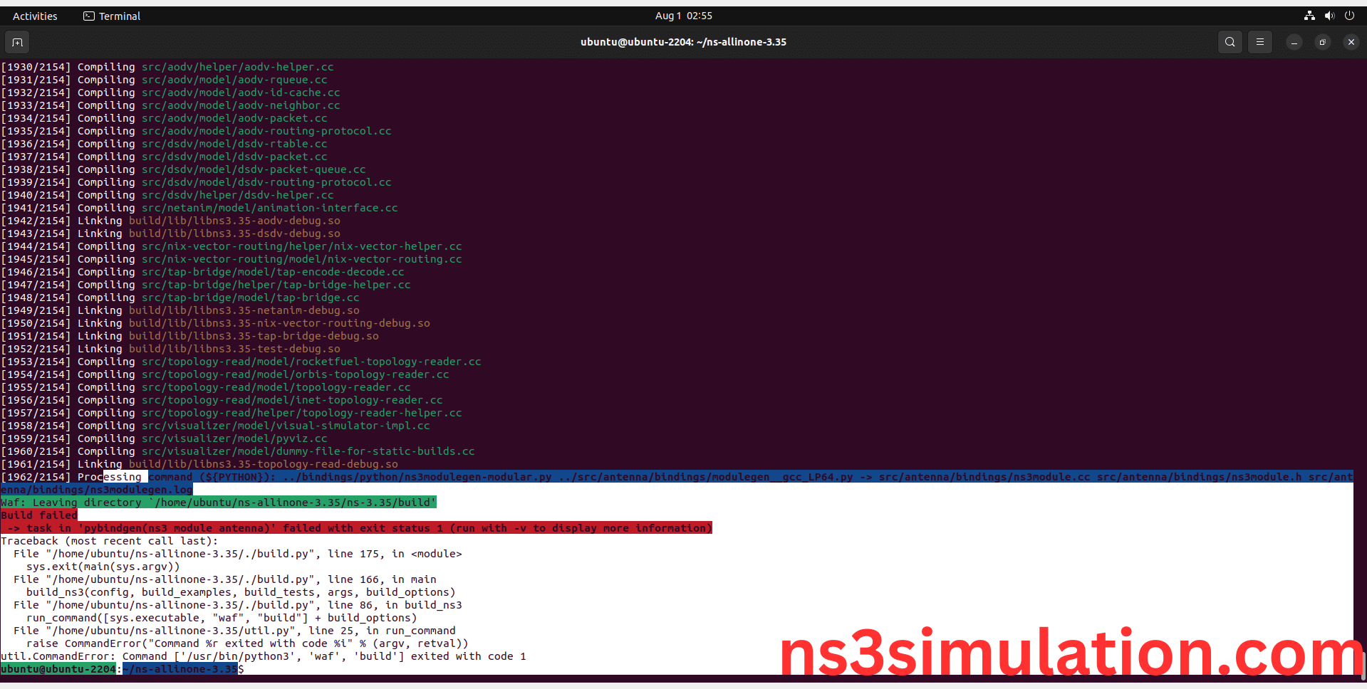 Ns-3.35 Building process - Ns3 Projects