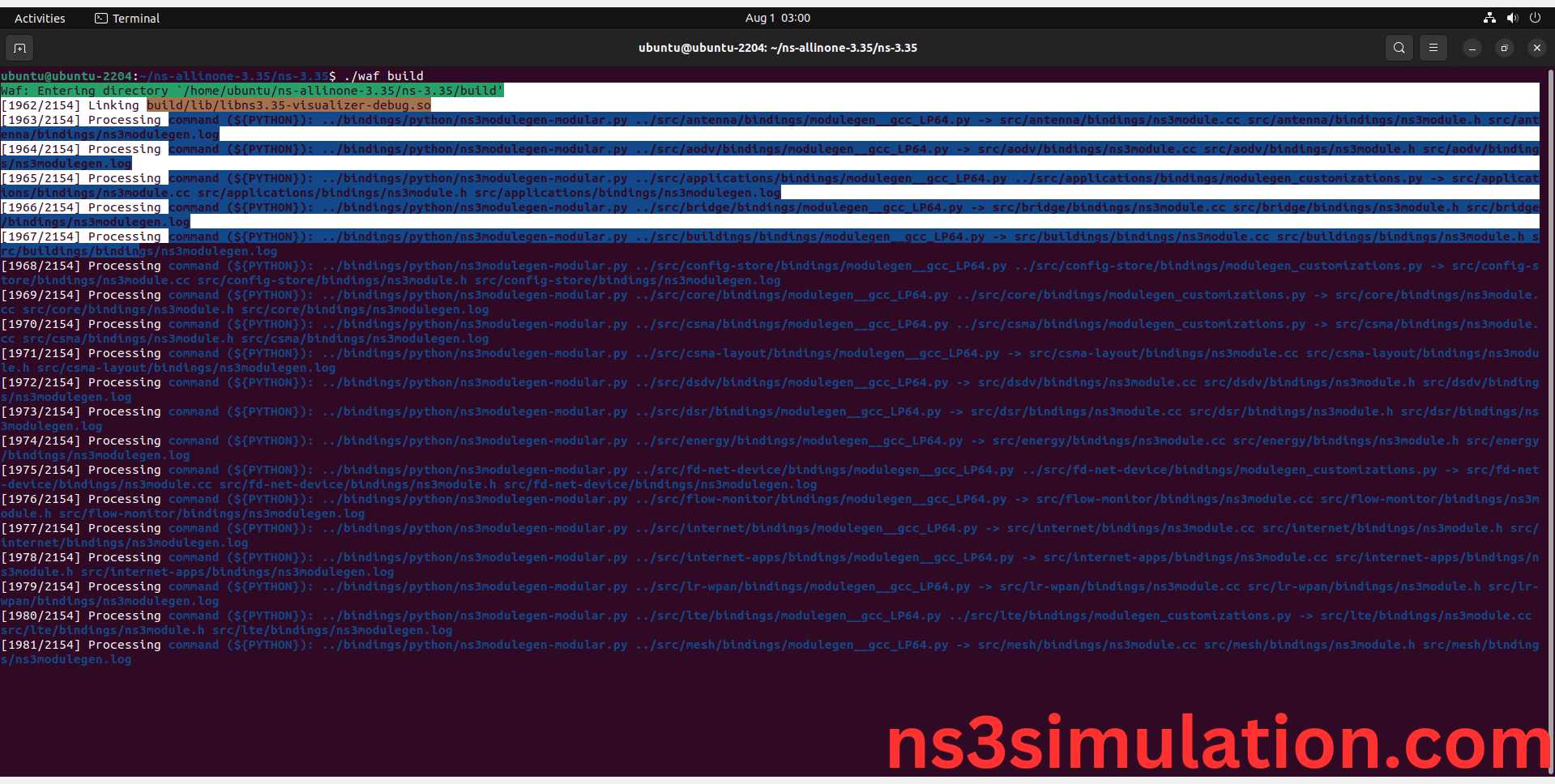 Ns-3.35 Building process - Ns3 Projects
