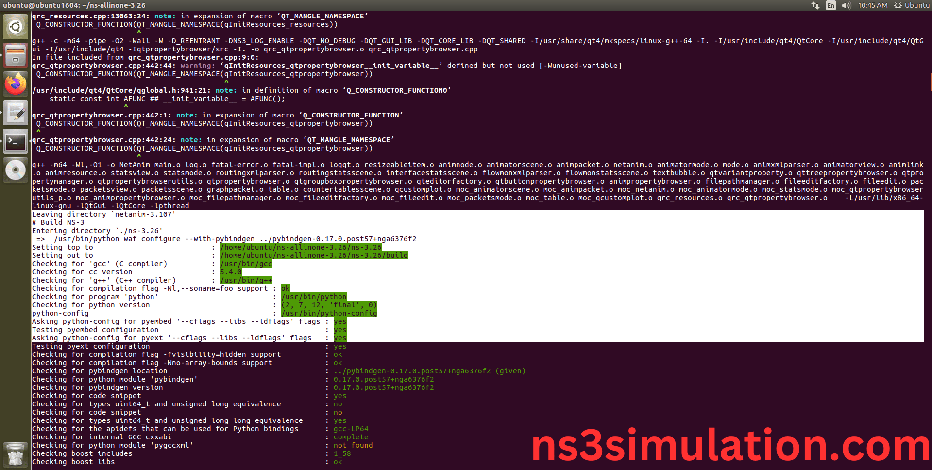 How to install NS 3.26 in UBUNTU