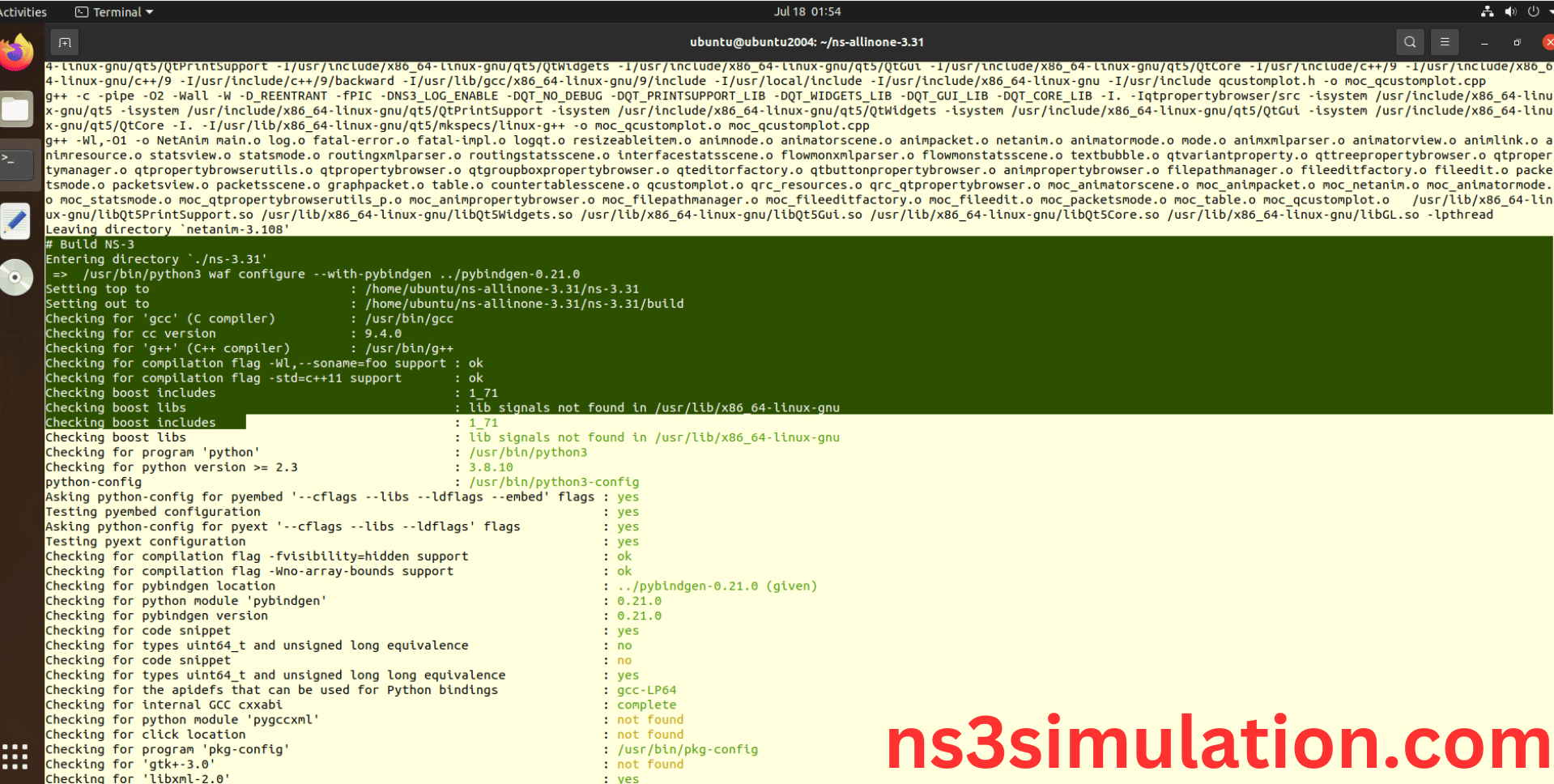 Ns-3_31 Configuring process - Ns3 Projects