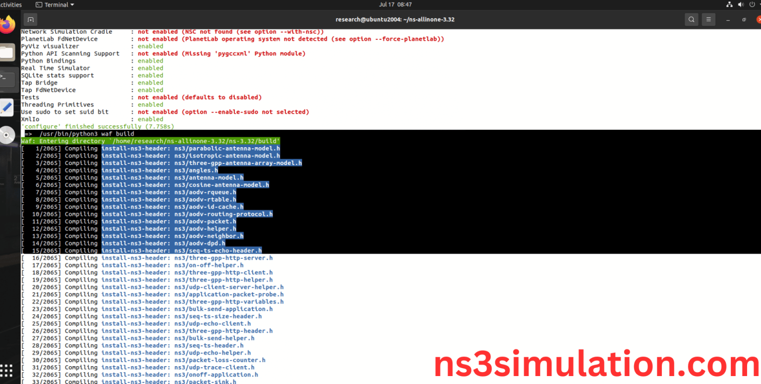 How to install NS 3.32 in UBUNTU
