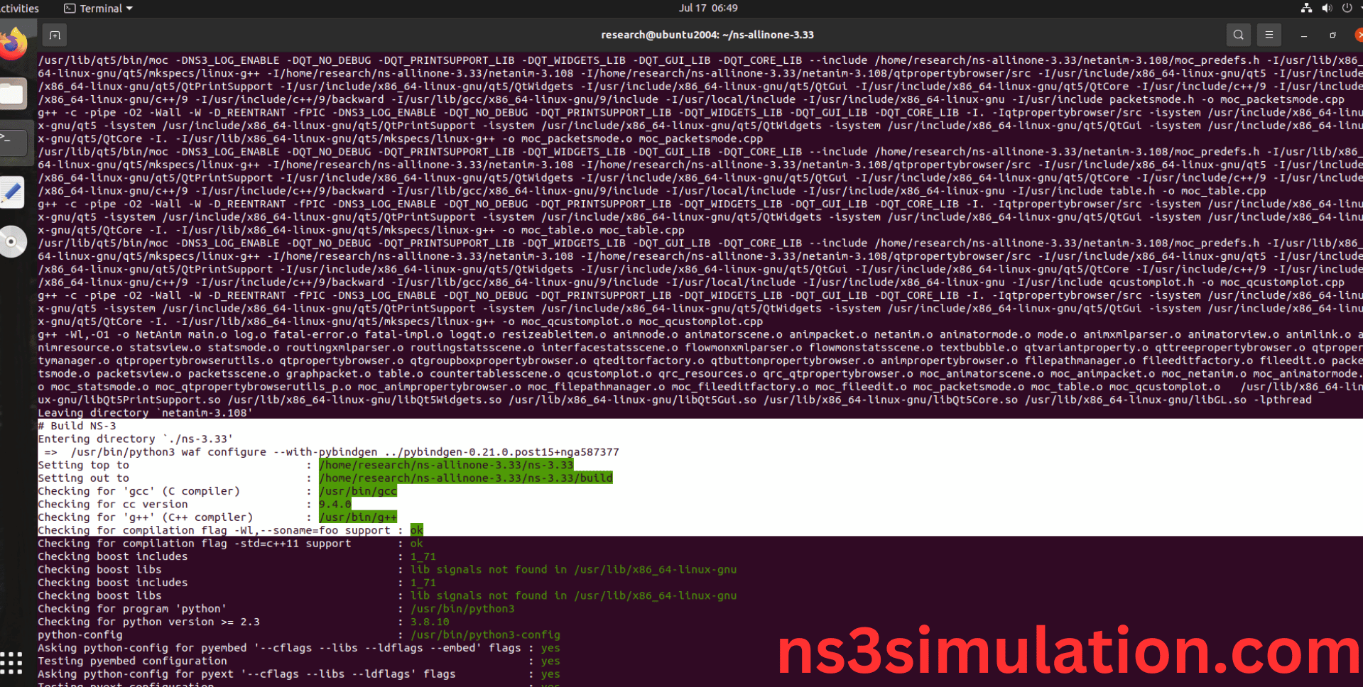 Ns-3_33 Configuring process - Ns3 Projects