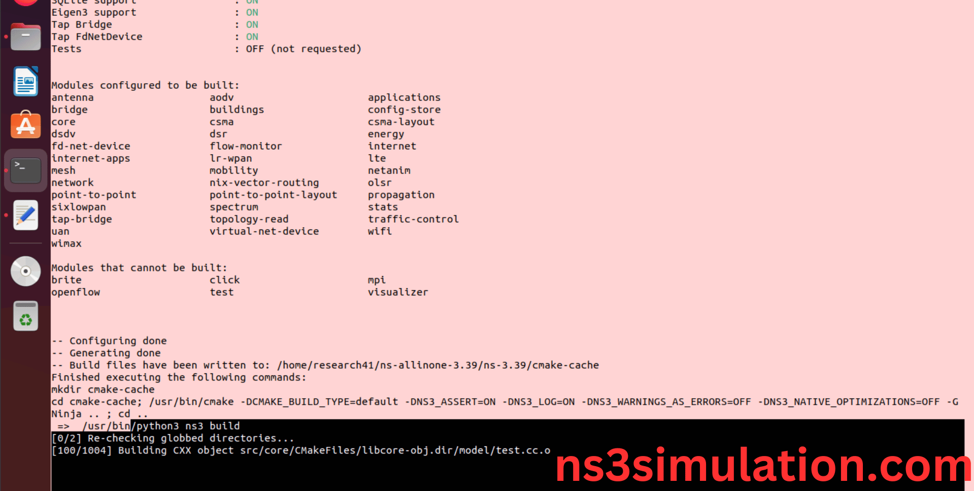 How to install NS 3.39 in UBUNTU