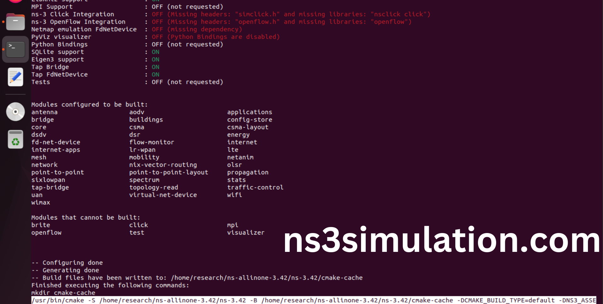How to install NS 3.42 Ubuntu 22.04