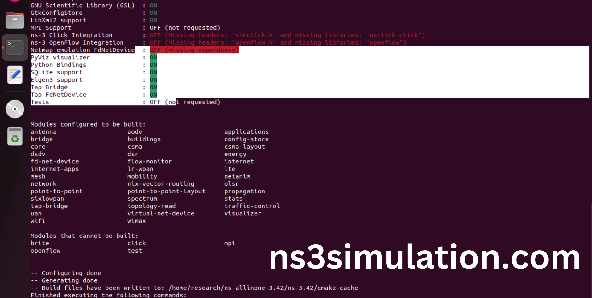 How to install NS 3.42 Ubuntu 22.04