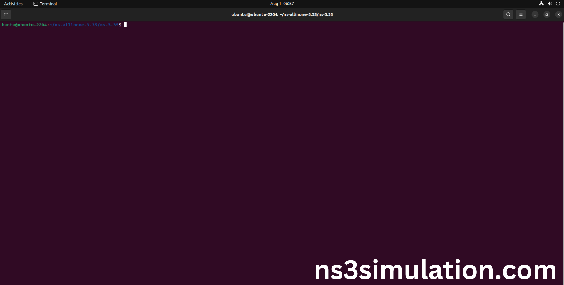 Open the Terminal - Ns3 Projects