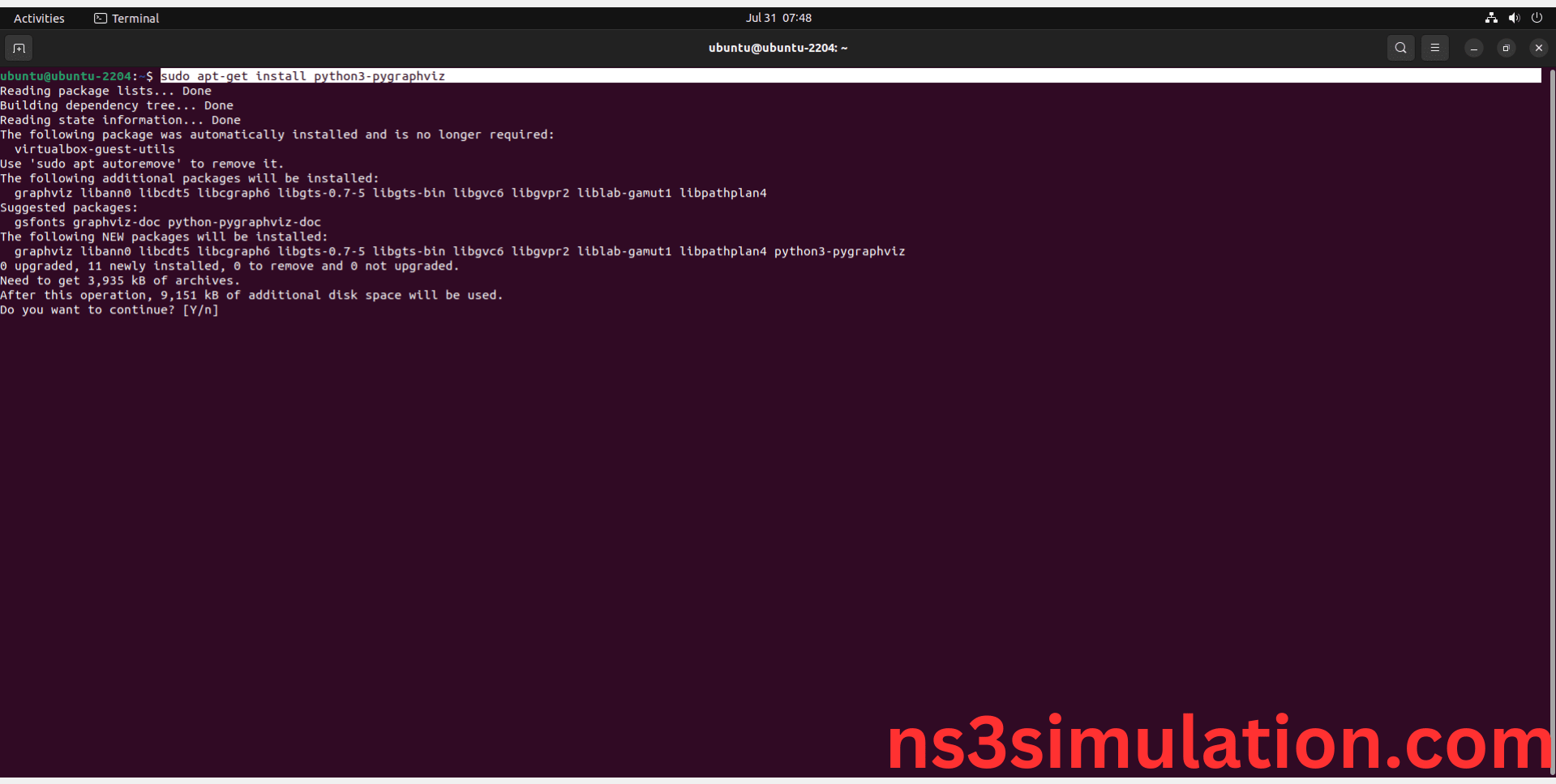 Pygraphviz Installation - Ns3 Projects