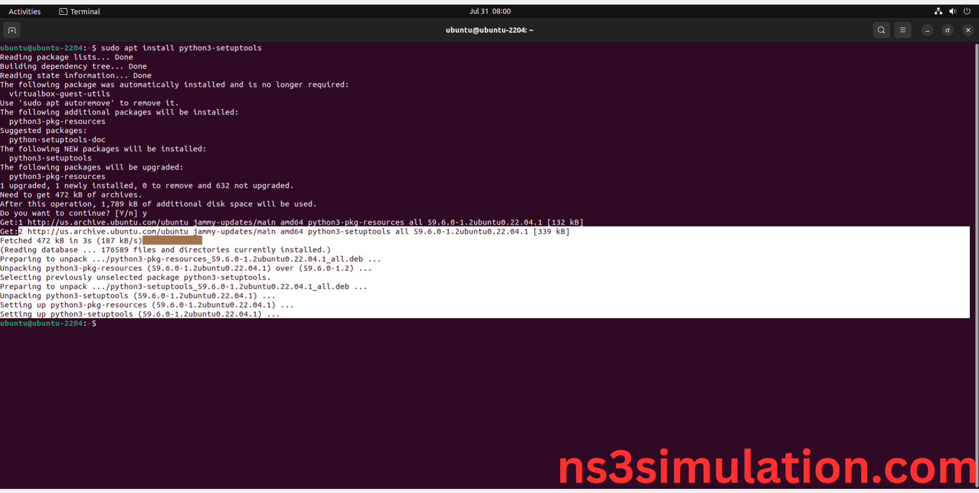 Python Setup Tools Package Installation - Ns3 Projects